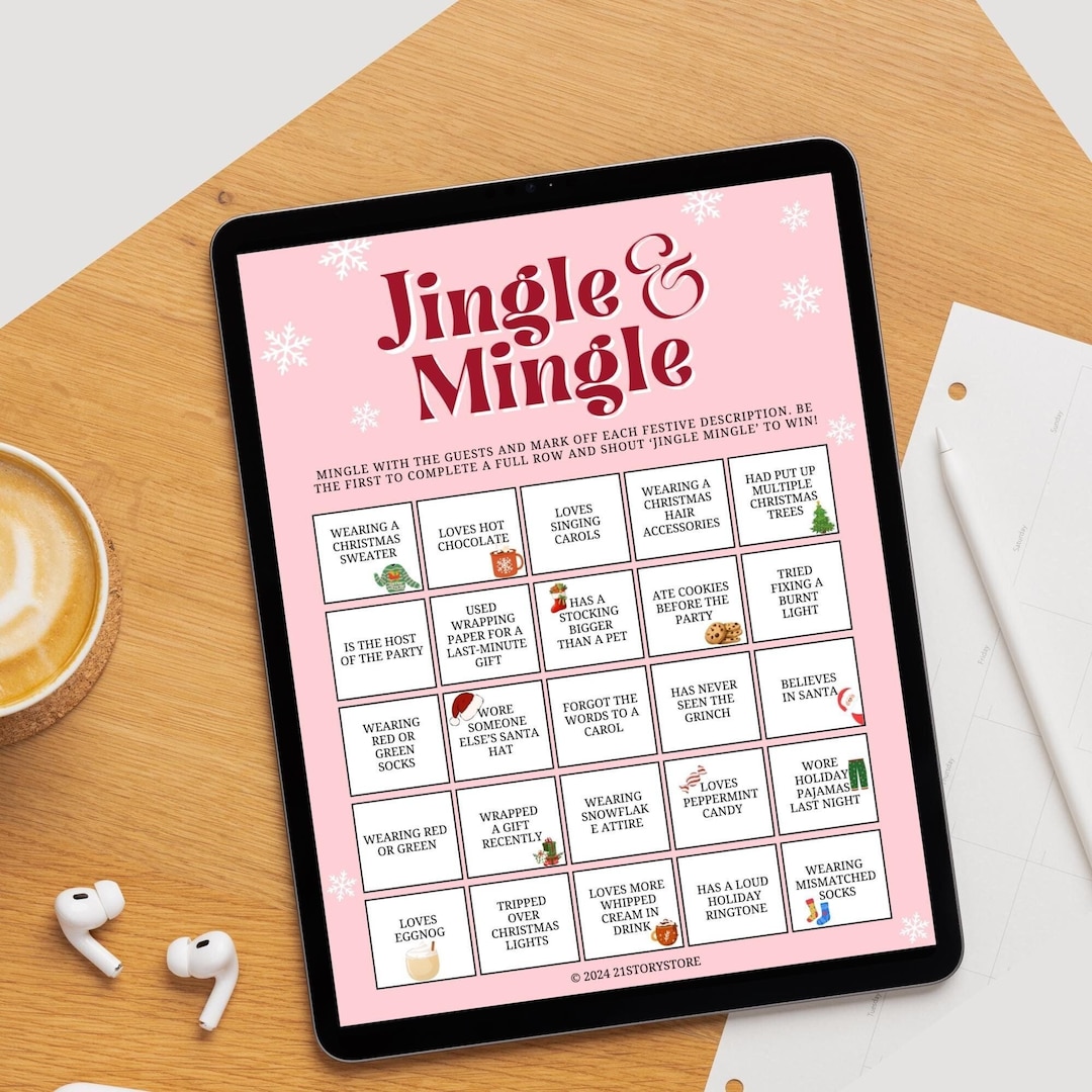 Christmas Jingle Mingle Bingo, Printable Party Game for Family, Adults ...