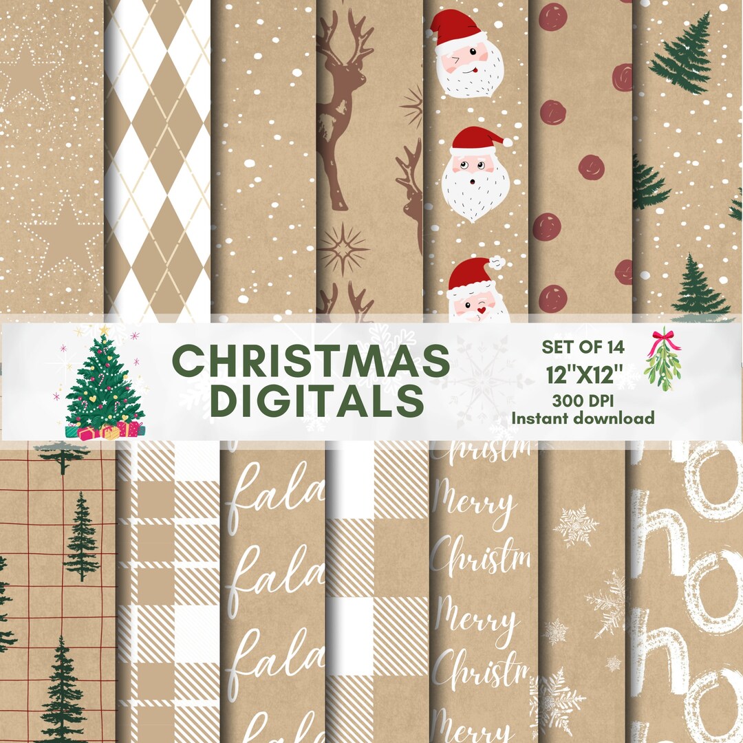 14 Christmas Gift Wrapping Paper Patterns, Printable Retro Wraps With ...