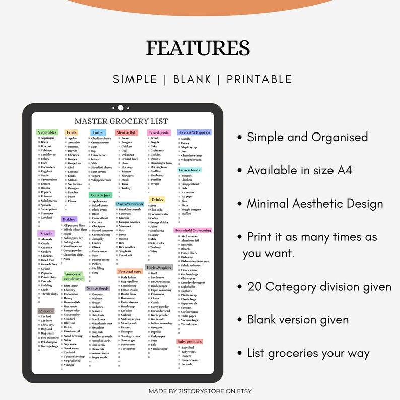 2026 Printable Master Grocery List | Free 60+ Easy Meal Ideas | Weekly ...