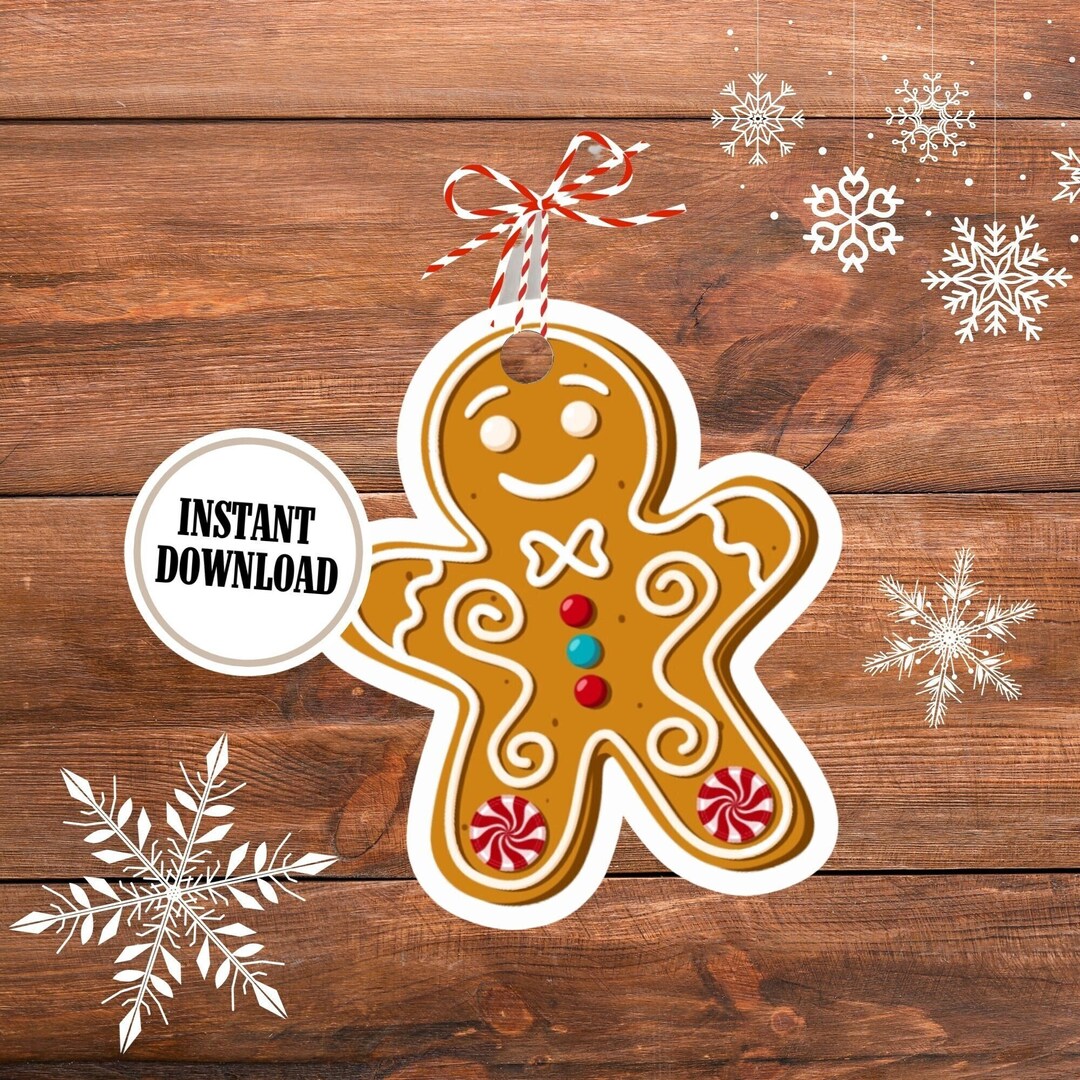 Gingerbread Gift Tag Printable Printable Christmas Gift Tag - Etsy
