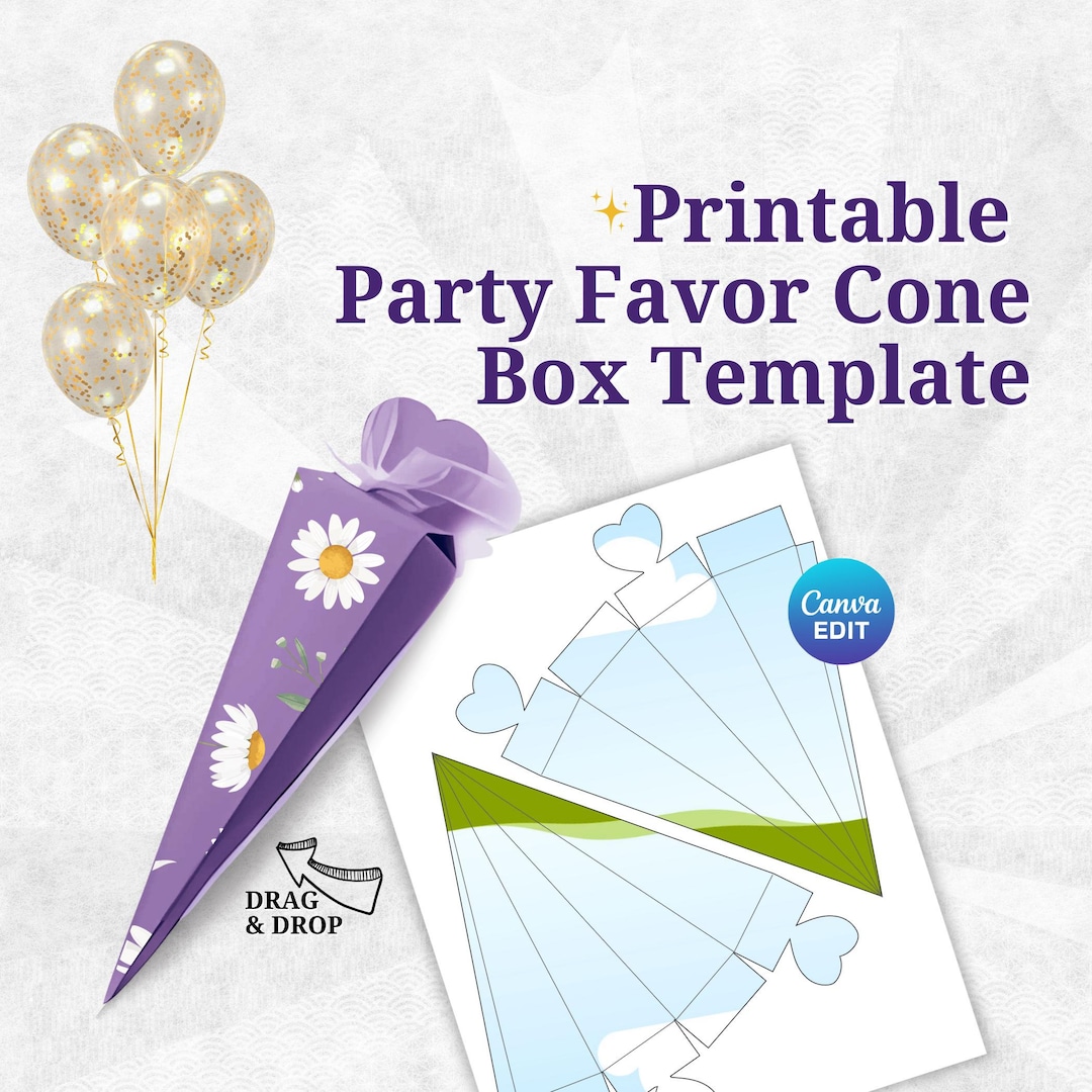 Halloween DIY Cone Shape Party Gift Favor Box Template, Printable Kids ...