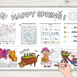 Kids Spring Activity Placemat! PRINTABLE Kids Spring Activity Page ...
