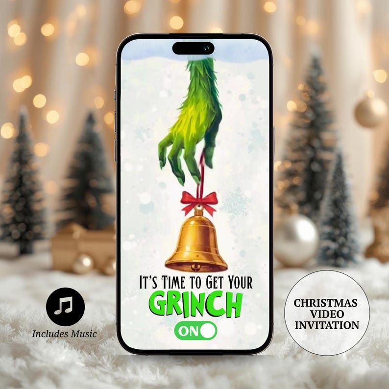 Editable Grinch Christmas Party Video Invitation With Music, Animated ...