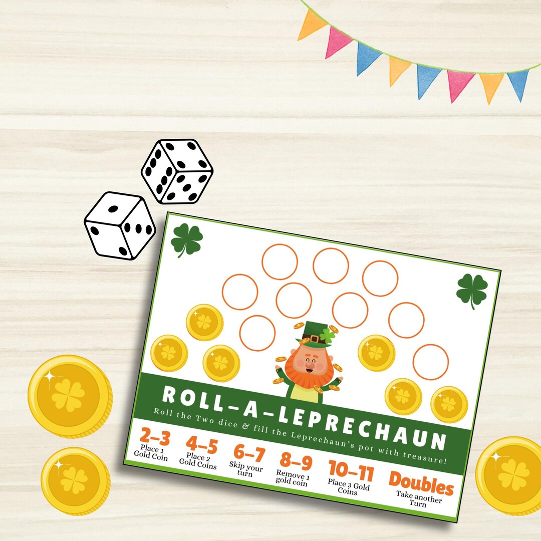 Roll a Leprechaun Dice Game, St. Patrick’s Day Printable for Kids ...