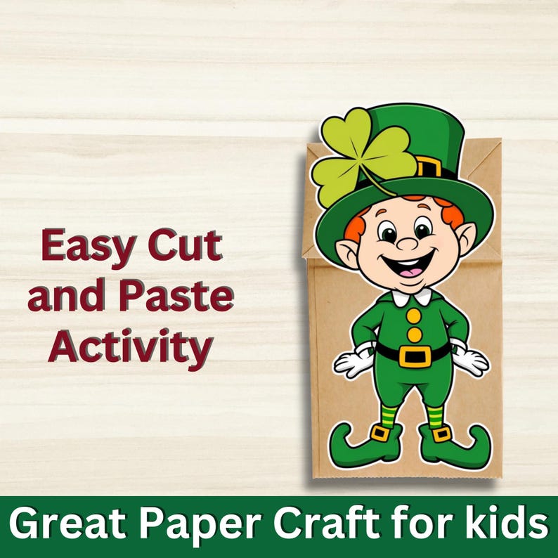 Leprechaun Paper Bag Puppet | St Patrick's Day Activity Craft for Kids ...