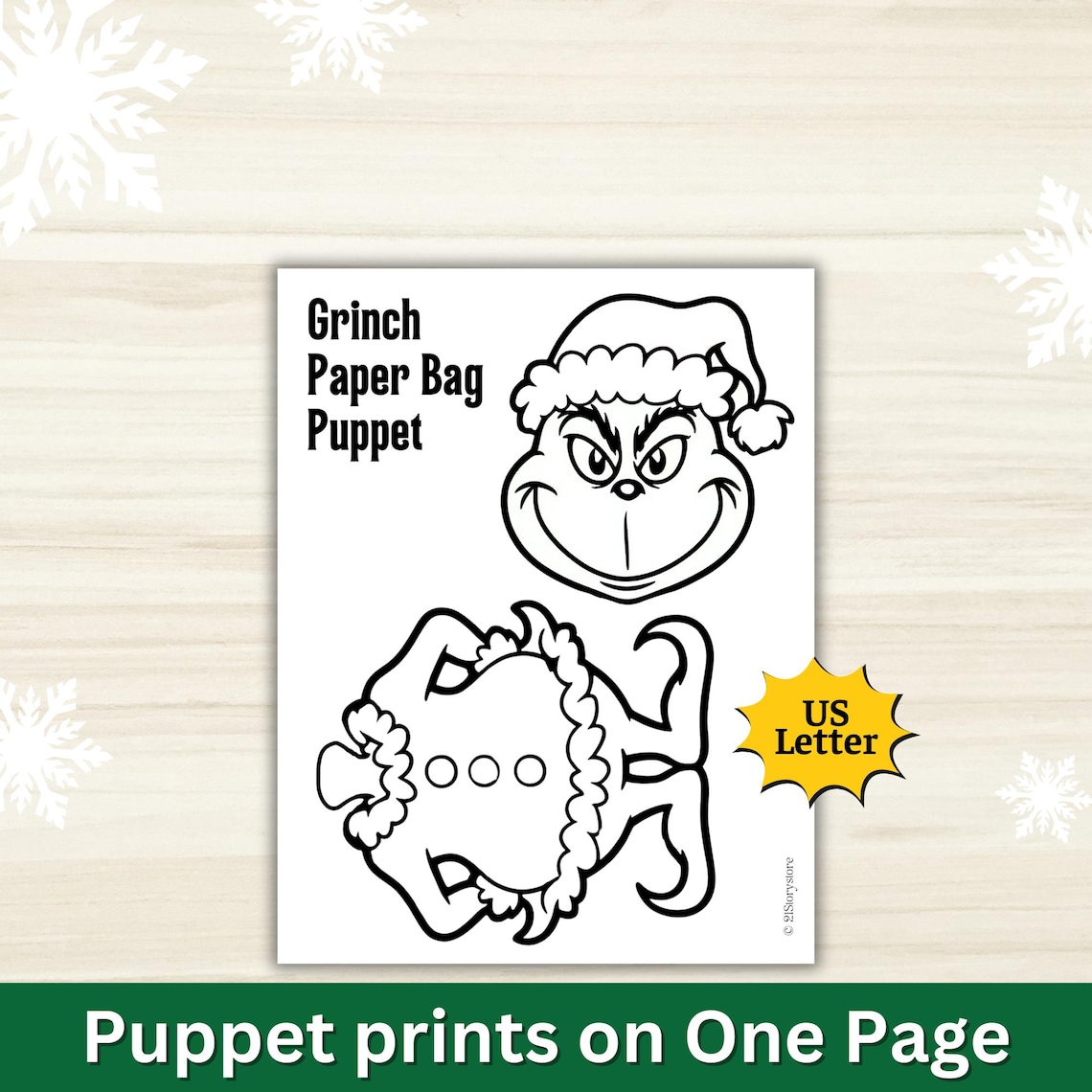 Grinch Paper Bag Puppet Craft for Kids, Fun Christmas First & Second ...