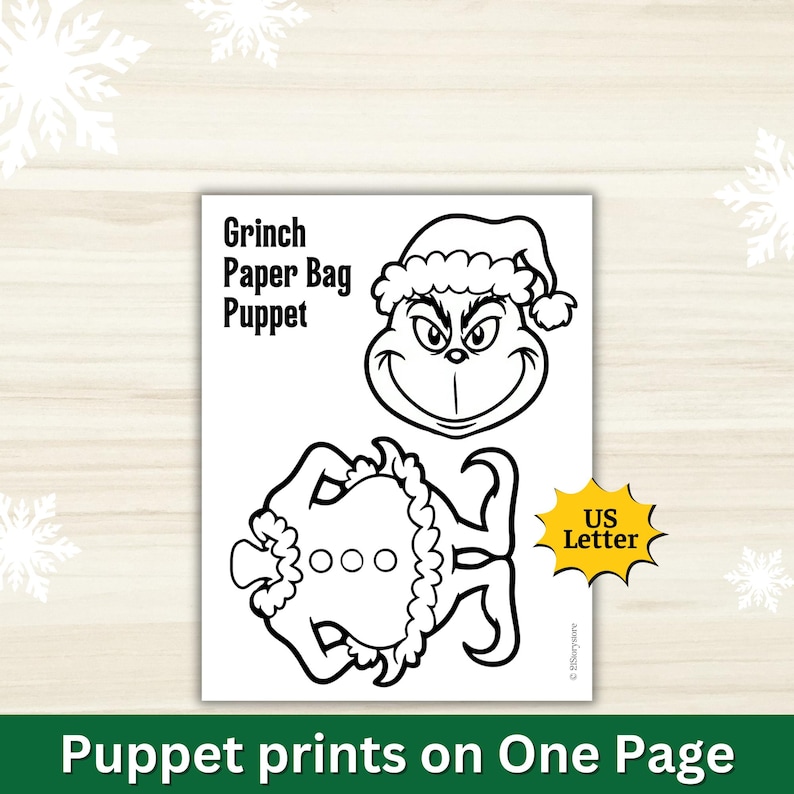 Grinch Paper Bag Puppet Craft for Kids, Fun Christmas First & Second ...