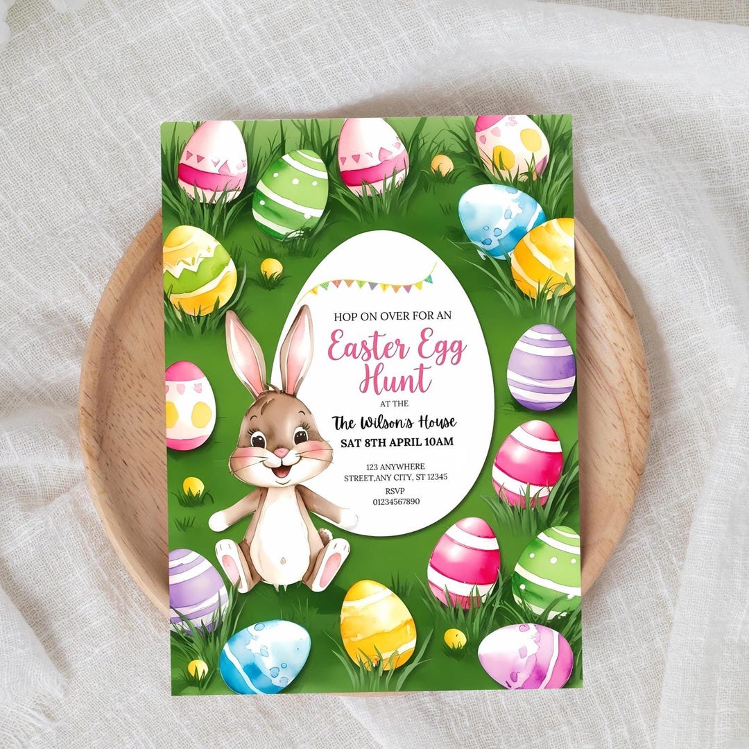 Editable Easter Egg Hunt Invitation 5x7” Printable Easter Party Flyer ...