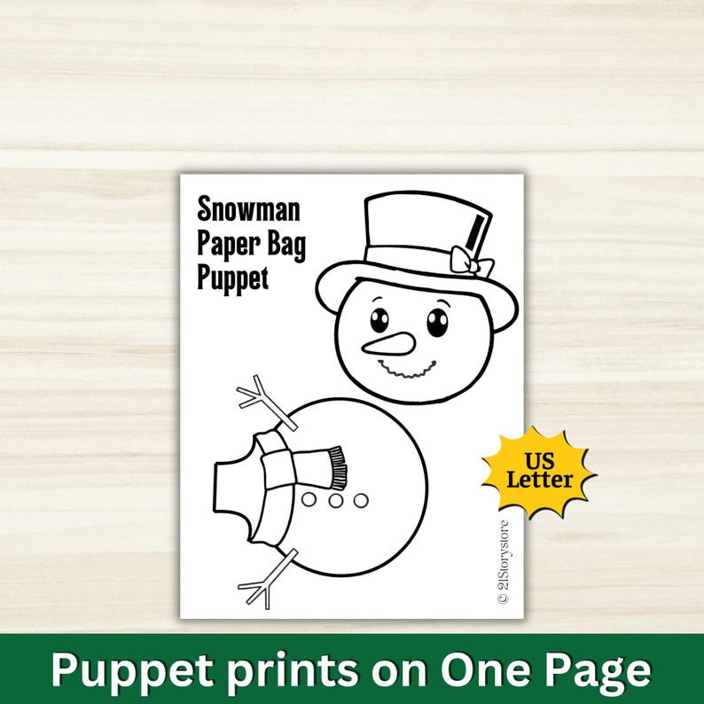 Kids Christmas Snowman Paper Bag Puppet, Snowman Puppet Craft ...