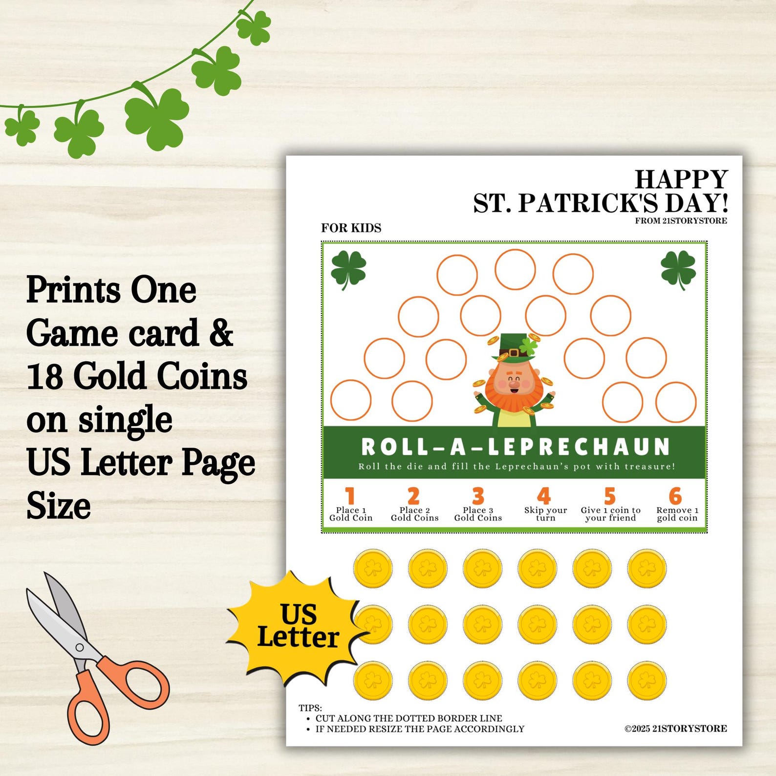 Roll a Leprechaun Dice Game, St. Patrick’s Day Printable for Kids ...
