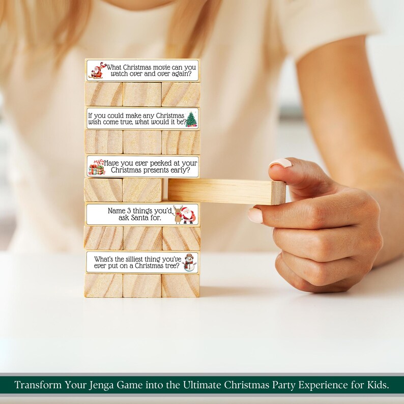Kids Christmas Party Block Games With Printable DIY Stickers, Family ...