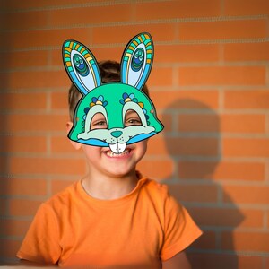 Easter Bunny Printable Coloring Mask, Kids Cute Color Activity Mask ...