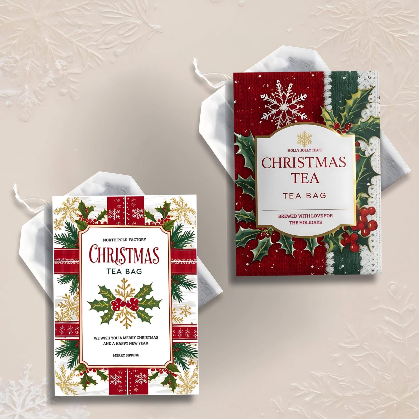 Printable Christmas Tea Bags Holder, DIY Tea Bag Wrappers & Tidy Cover ...