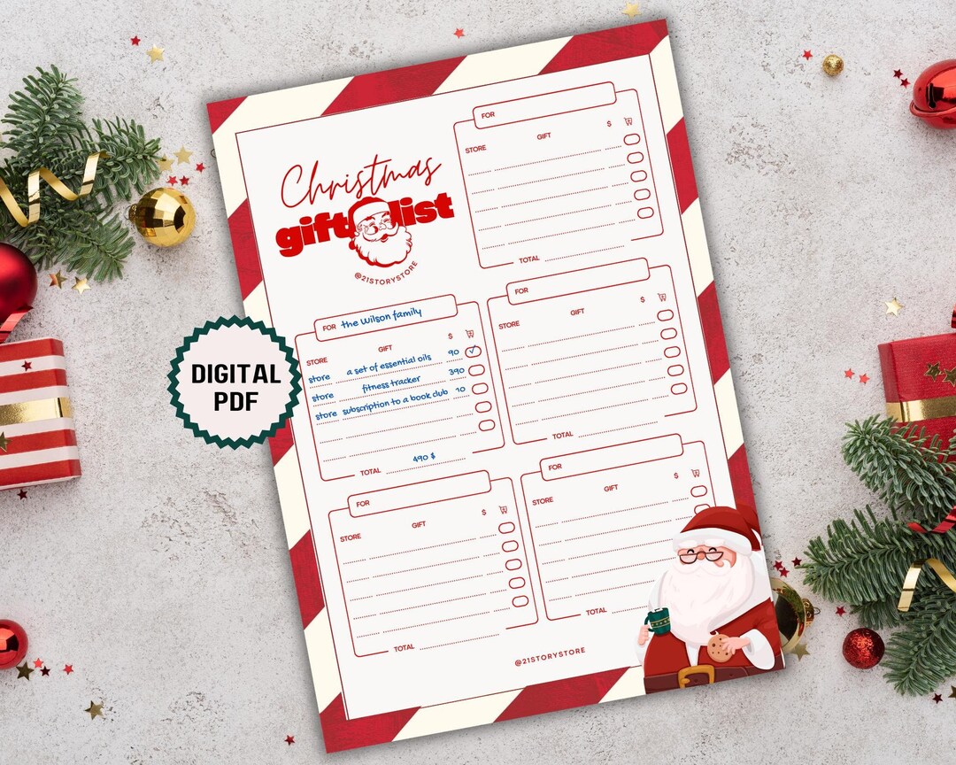 Christmas Gift List Printable | Holiday Planner for Presents With ...