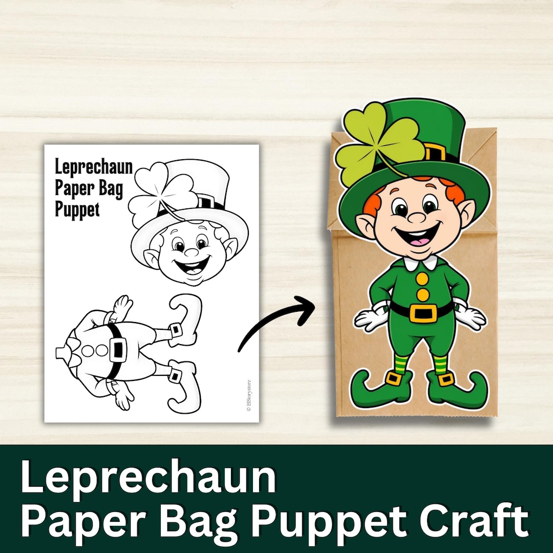 Leprechaun Paper Bag Puppet | St Patrick's Day Activity Craft for Kids ...