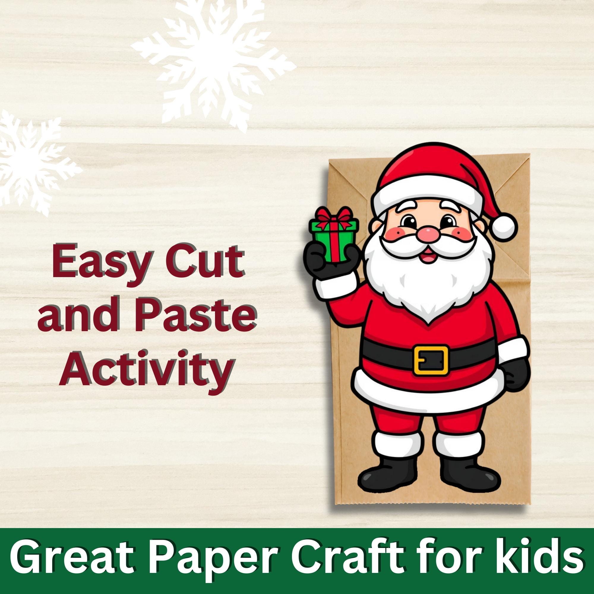 Kids Christmas Santa Paper Bag Puppet, Santa Claus Puppet Craft ...