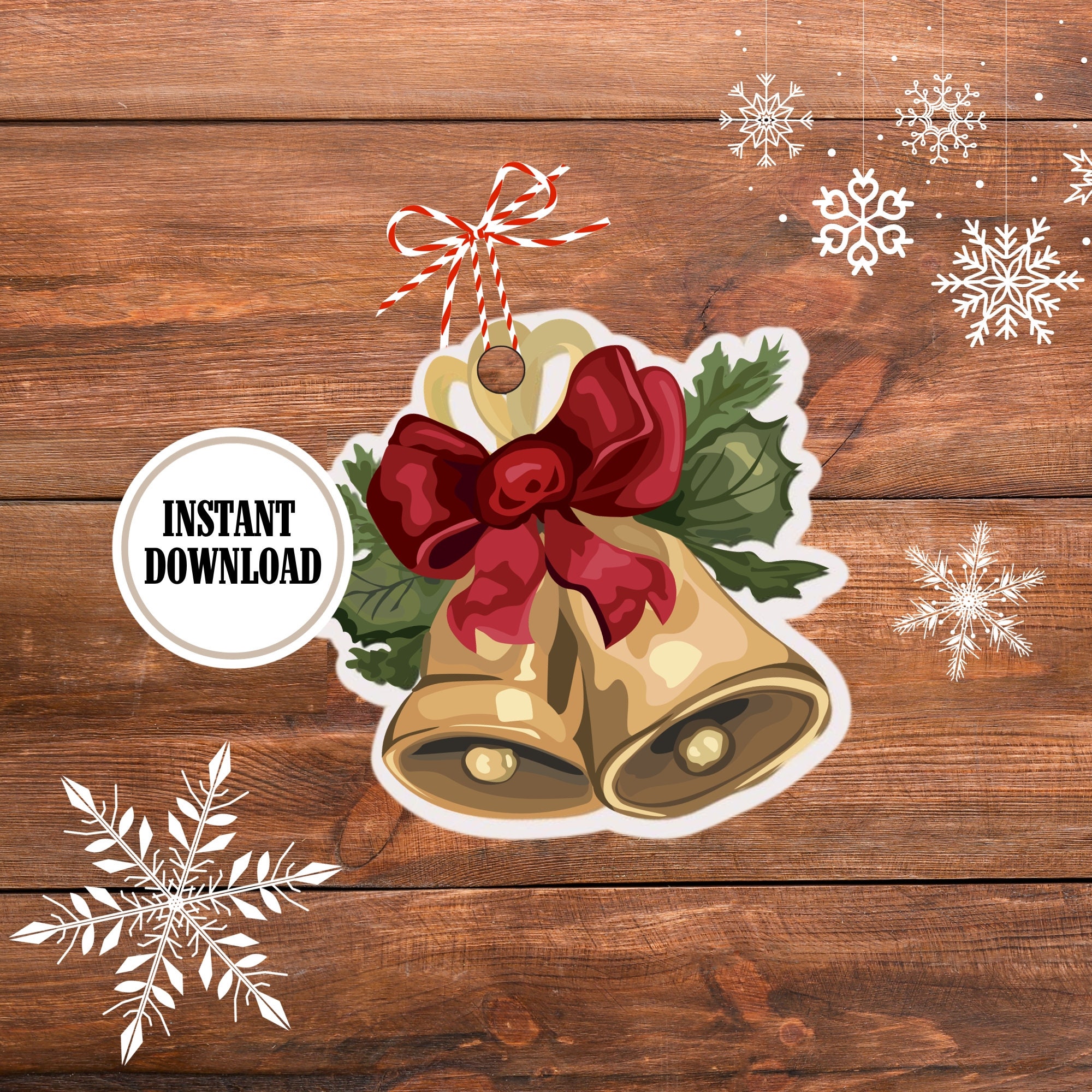Christmas Bells Gift Tag Printable, Printable Christmas Gift Tag ...