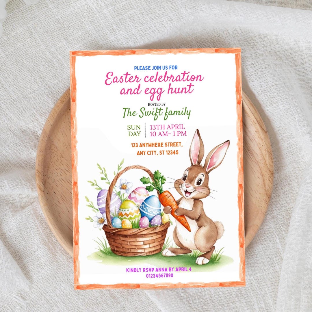 Easter Egg Hunt Invitation, Easter Invite, Easter Party Invite, Easter ...