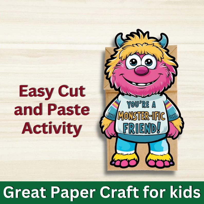 Cute Monster Paper Bag Puppet Craft for Kids, Fun Classroom Valentines ...