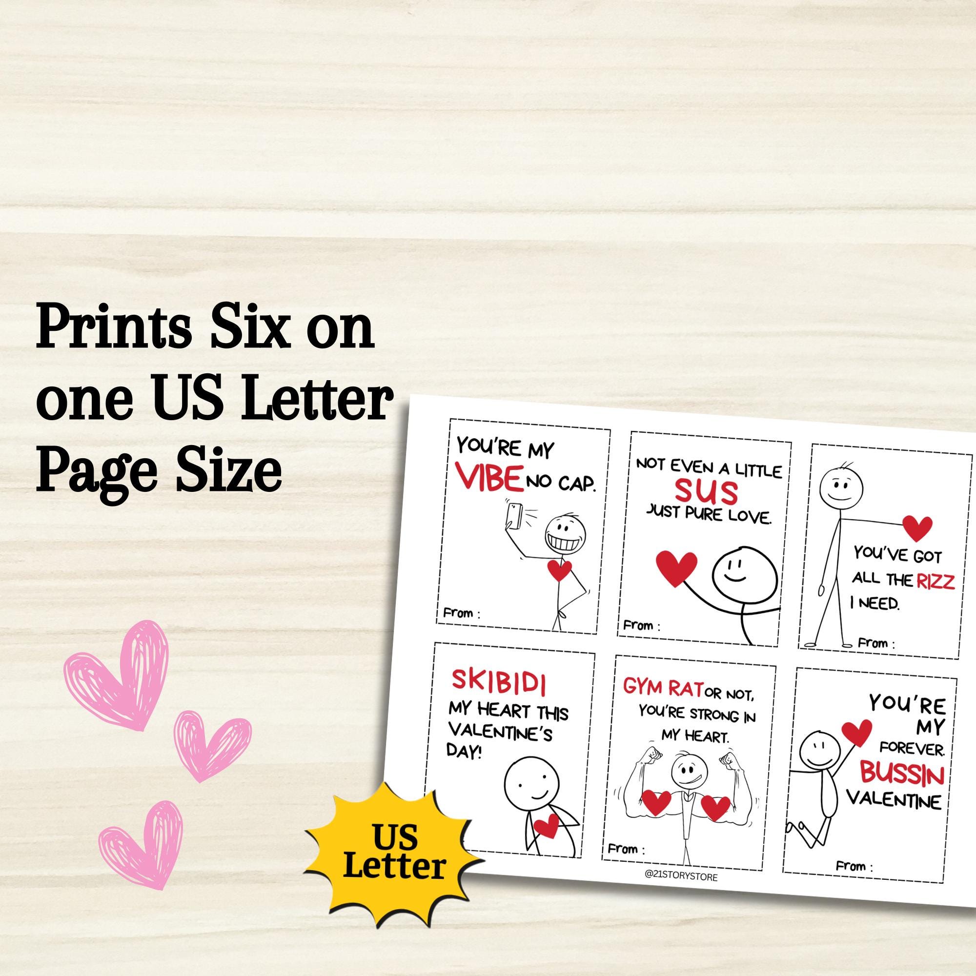 Slang Kids Valentine's Day Cards, Funny Printable Classroom Valentine ...