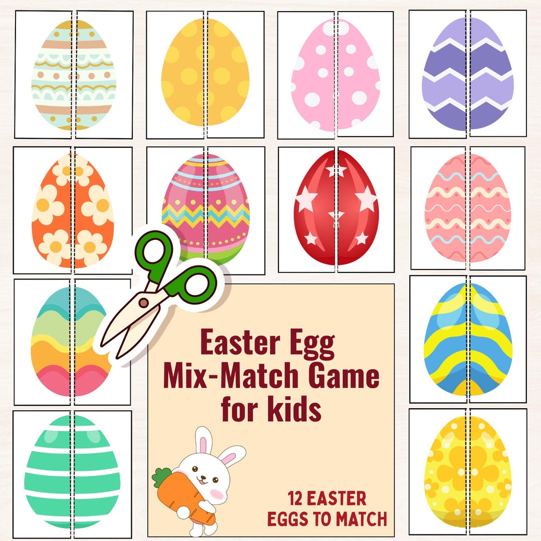 Easter Egg Matching Game, Egg Hunt Match, Printable Toddler & Preschool ...