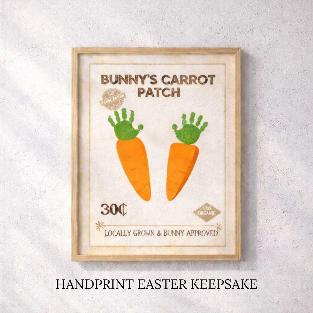 Original Farm Sign Carrot Patch Easter / Handprint Hand Art Craft ...