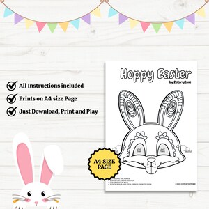 Easter Bunny Printable Coloring Mask, Kids Cute Color Activity Mask ...