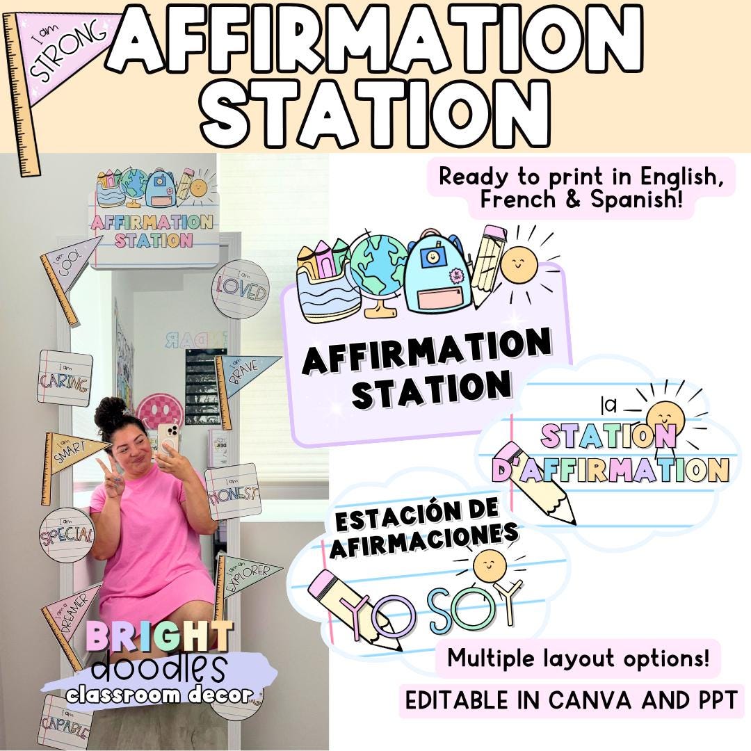 Affirmation Station | Editable | English, French & Spanish Classroom ...