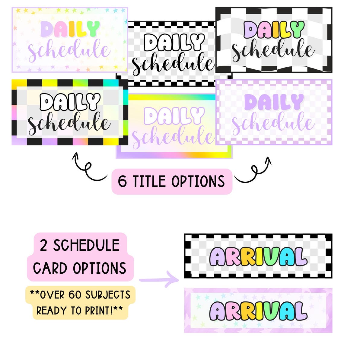 Editable Daily Classroom Schedule Cards | Bright Checkered | English ...