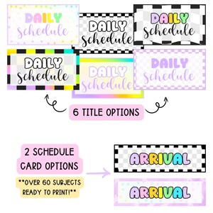 Editable Daily Classroom Schedule Cards | Bright Checkered | English ...