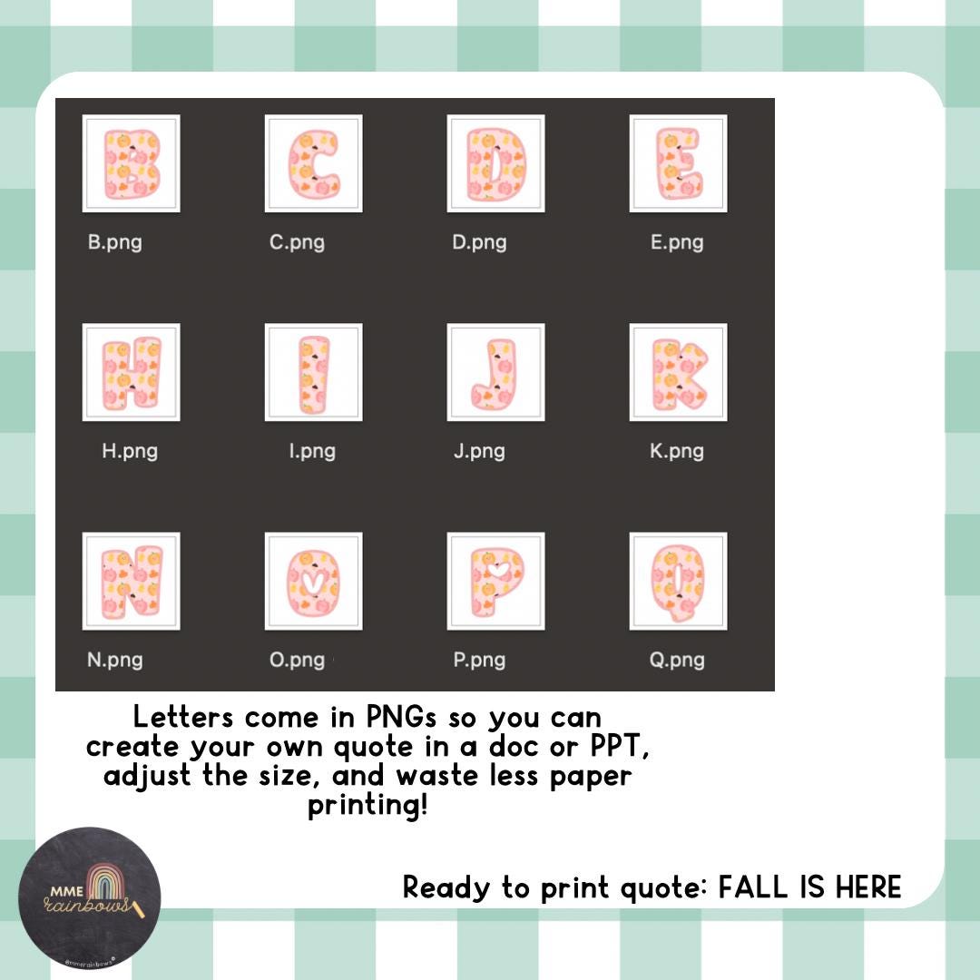 BULLETIN BOARD LETTERS | Fall/autumn | Pngs | Editable - Etsy