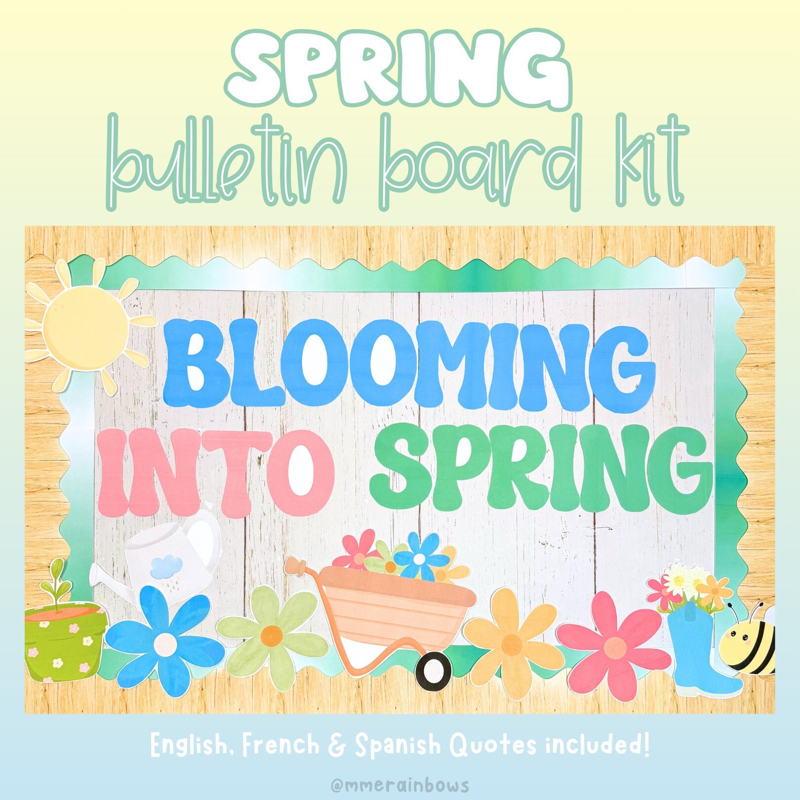 Spring Bulletin Board Kit | English, French & Spanish Quotes - Etsy