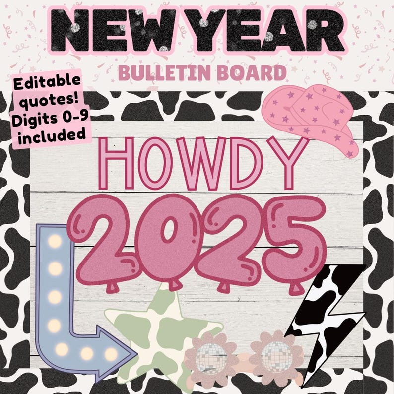 New Years Bulletin Board Kit & Craft | Rodeo Disco Theme English/french ...