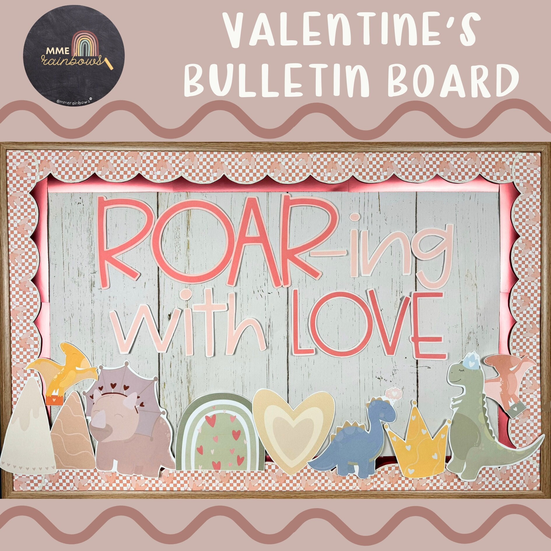 Valentine's Day Bulletin Board Kit | Dino Love Theme With English ...