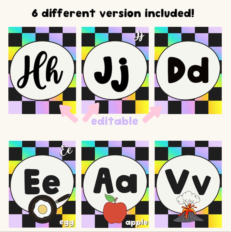 Classroom Alphabet Posters | Kaleidoscope Rainbow Theme | Editable - Etsy