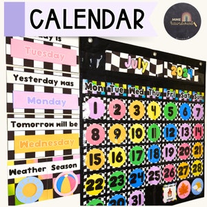 Bright Classroom Calendar and Weather Display | Kaleidoscope Decor Set ...