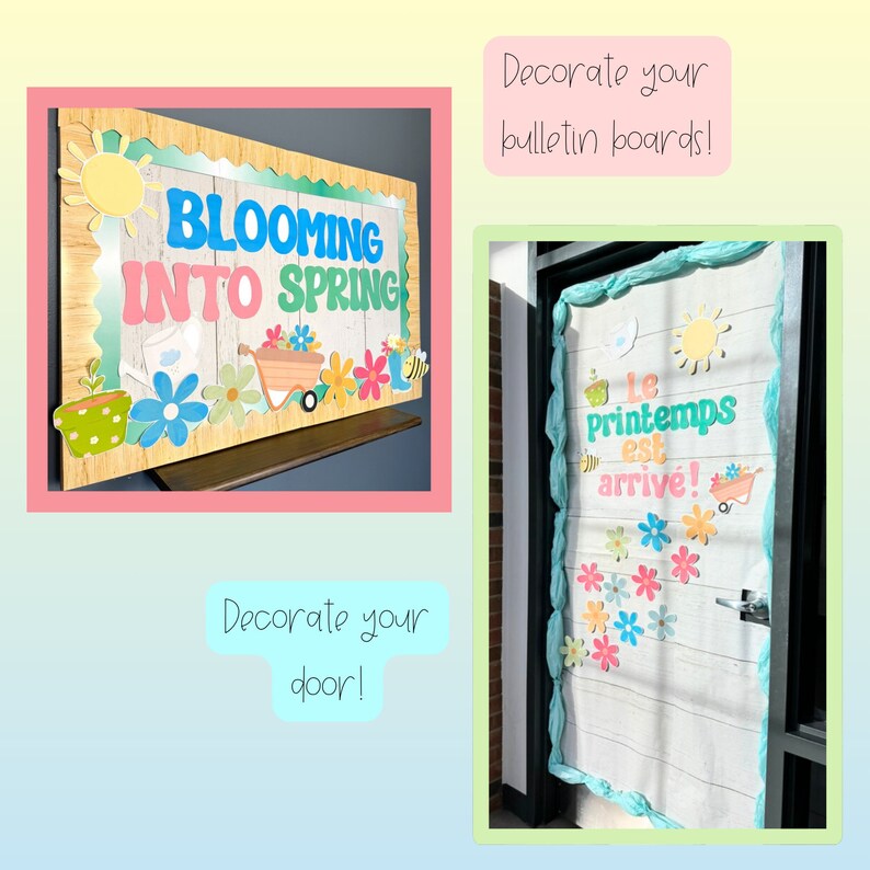 Spring Bulletin Board Kit | English, French & Spanish Quotes - Etsy
