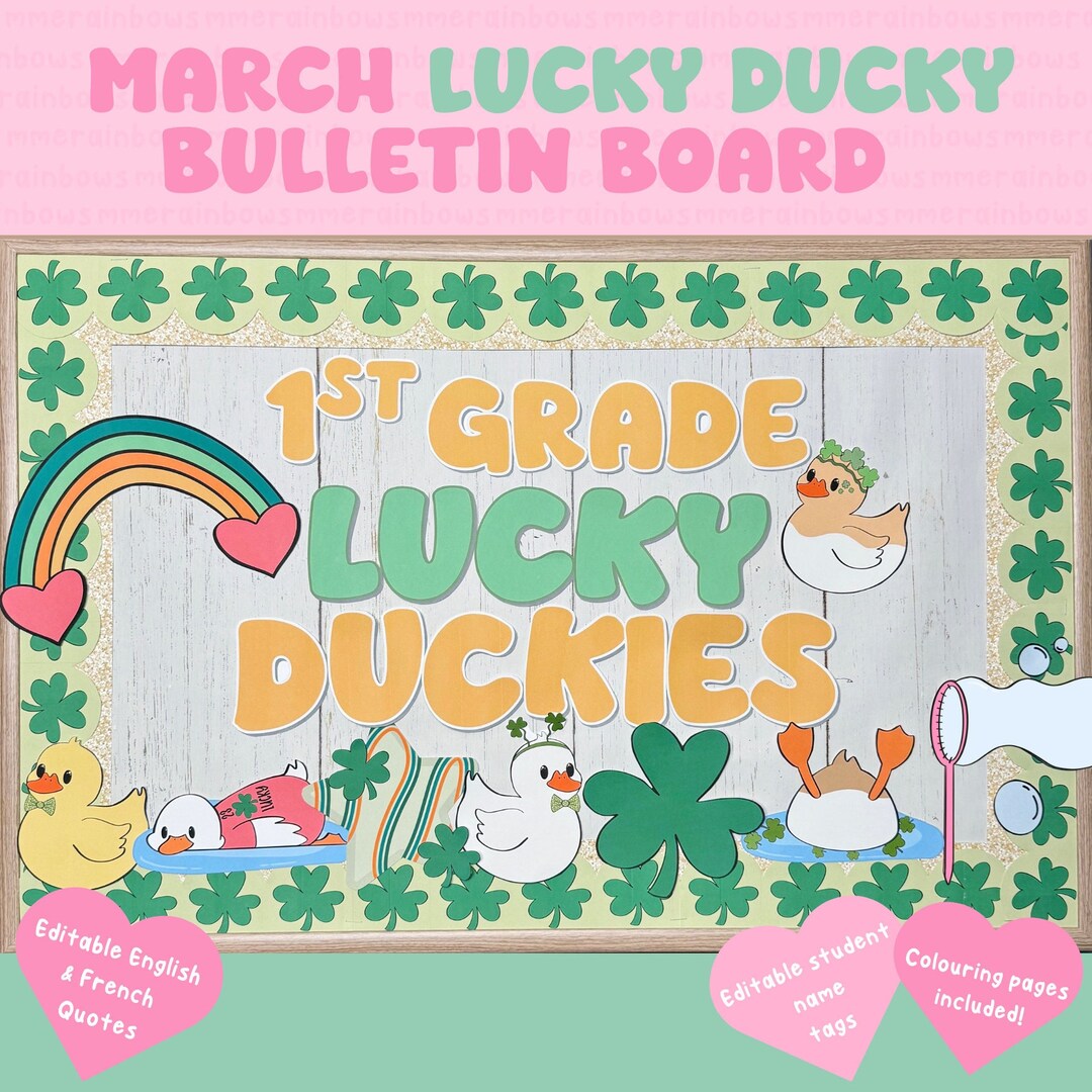 March Lucky Ducky Bulletin Board Kit | St. Patrick's Theme With English ...