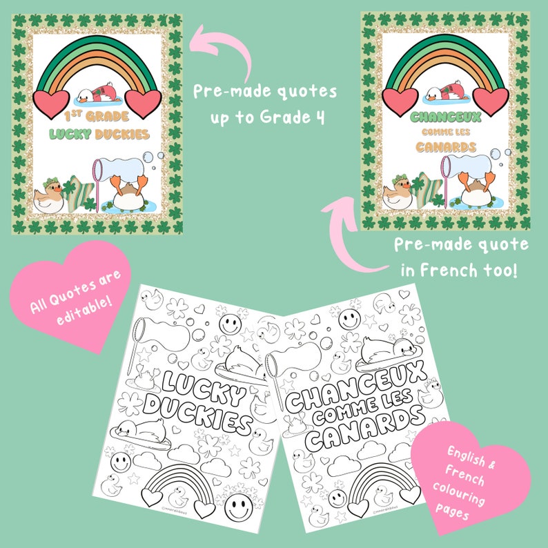 March Lucky Ducky Bulletin Board Kit | St. Patrick's Theme With English ...