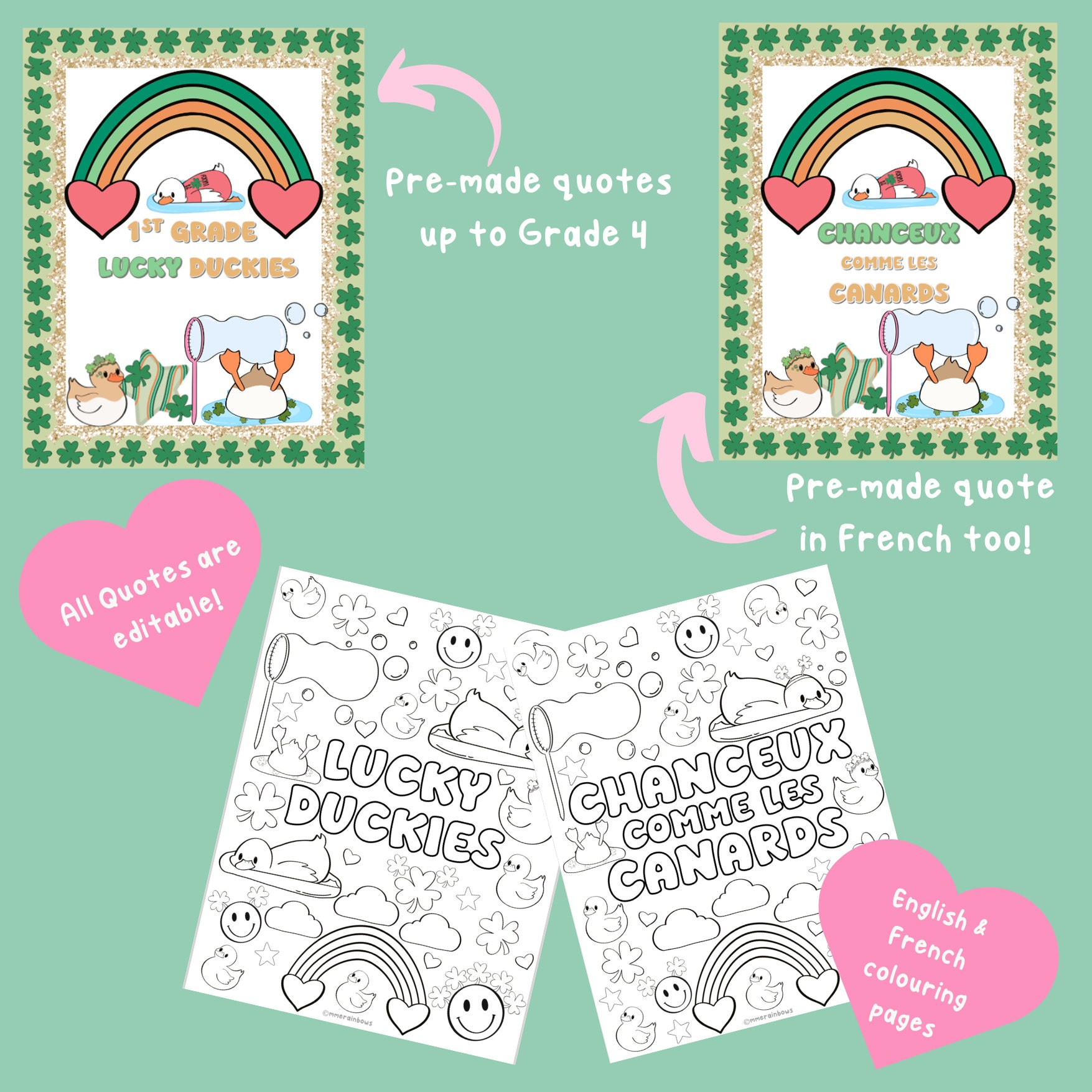 March Lucky Ducky Bulletin Board Kit | St. Patrick's Theme With English ...