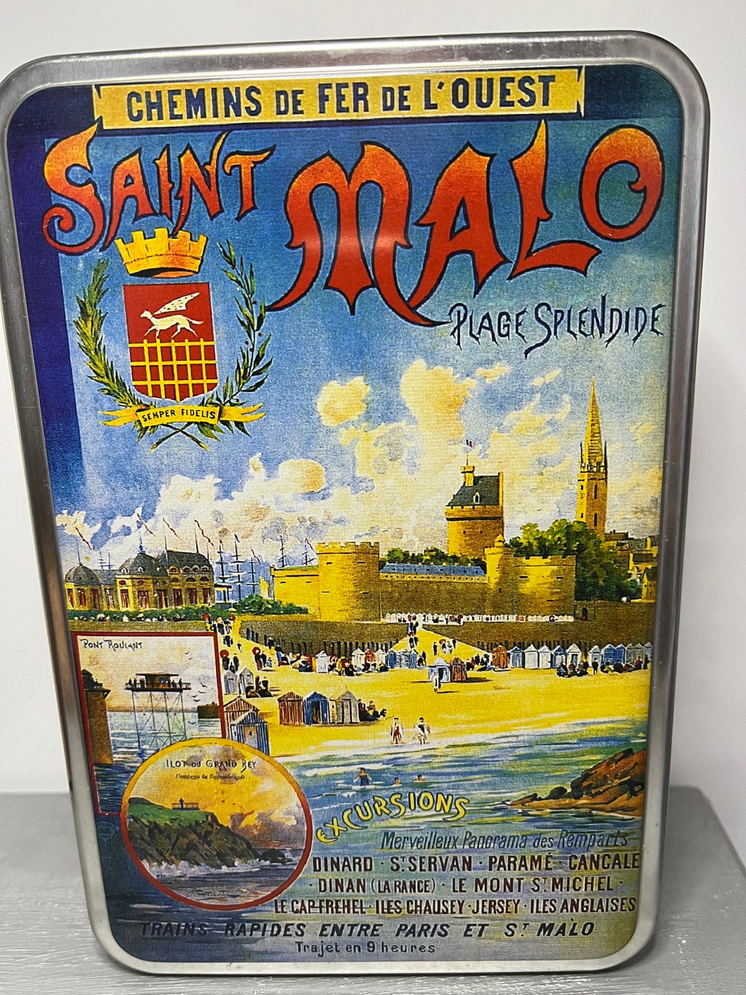 Saint Malo Vintage EMPTY Collectible Tin Container Display - Etsy