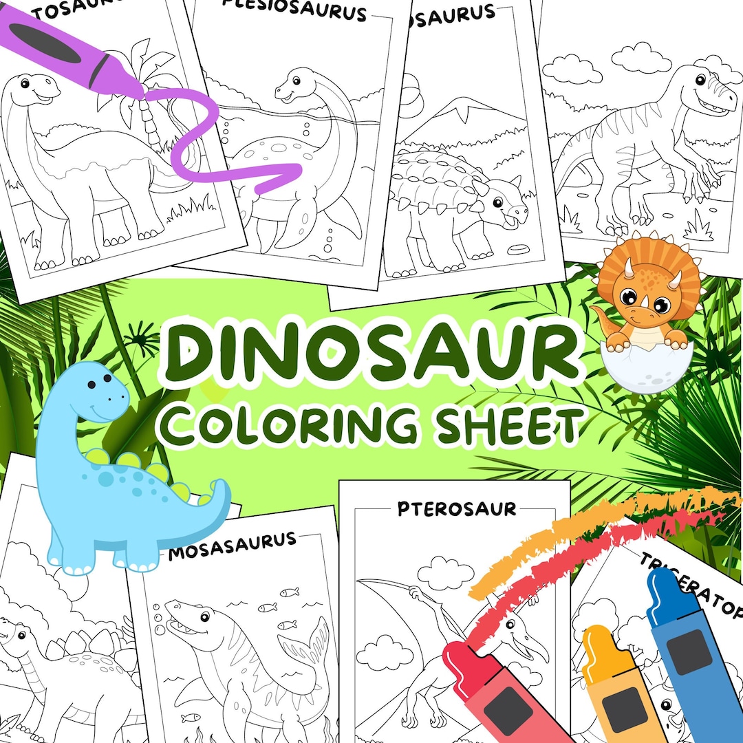 20 Dinosaur World Coloring Pages for Kids/toddlers/preschoolers ...