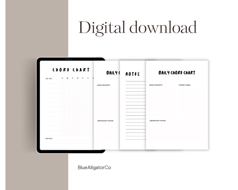 Daily Chore Chart Planner || Printable Planner || Organizer Tool ...