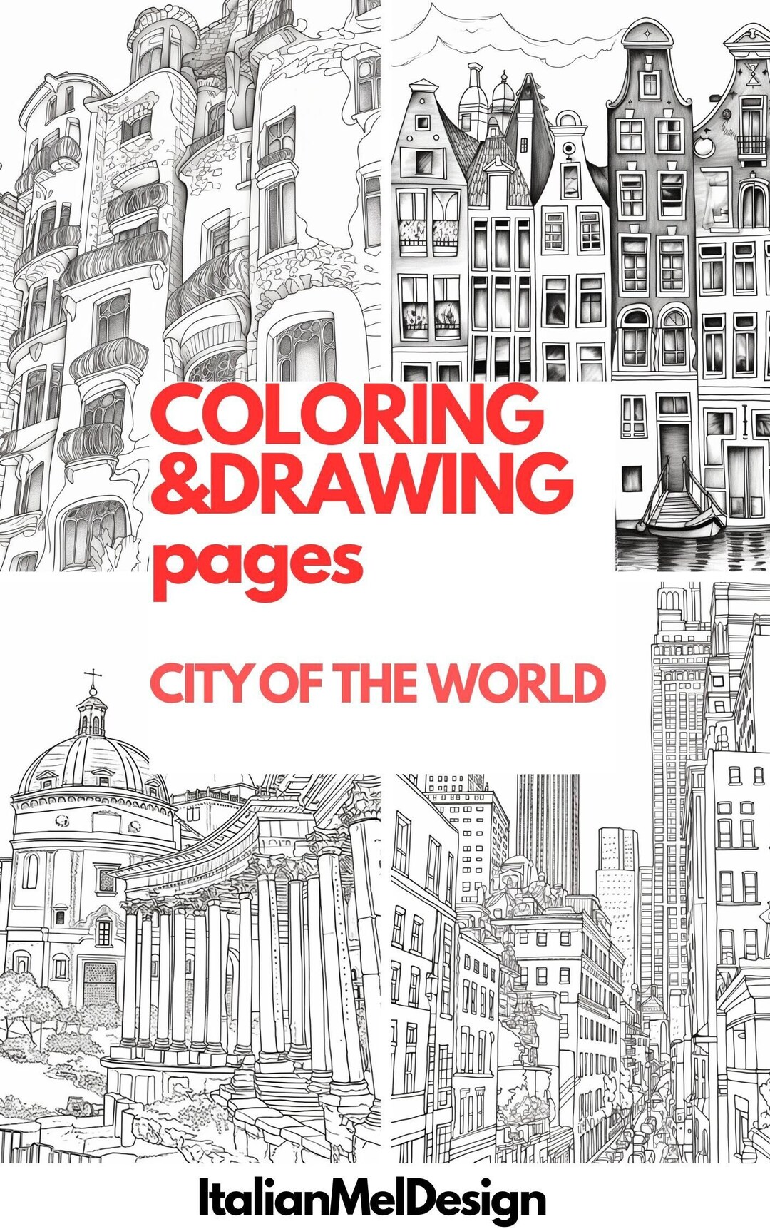 20 Printable City Streets. Coloring Pages for Adults. Instant - Etsy