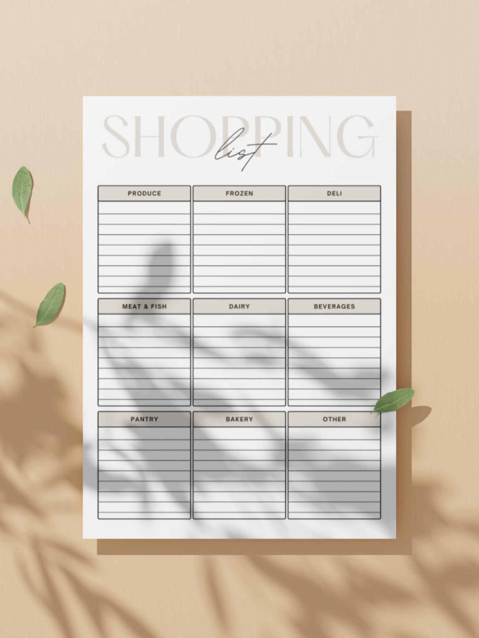 Minimalist Printable Shopping List Template - Etsy