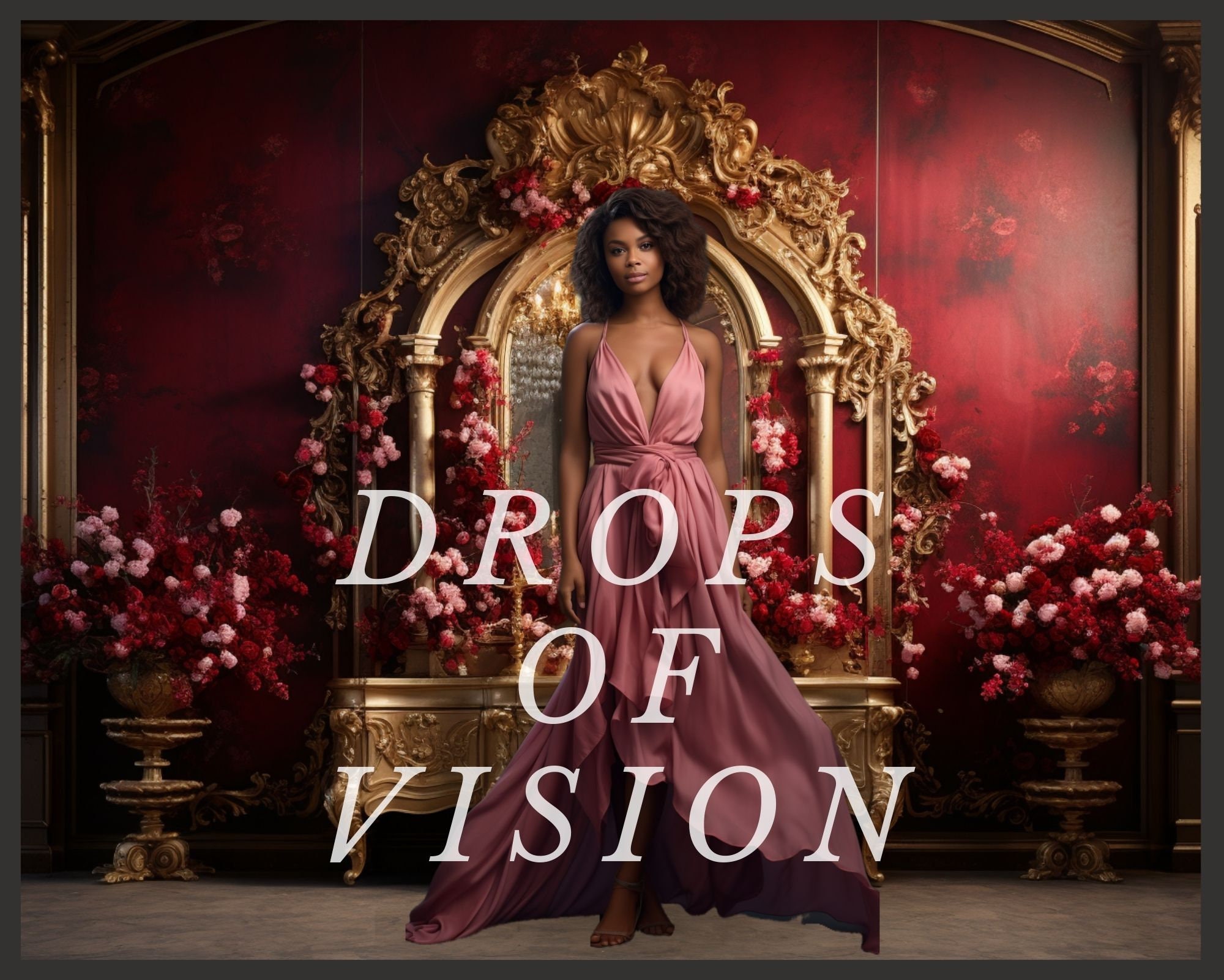 20 Ruby Red Mirror Room & Gold Backdrops, Maternity Overlays ...