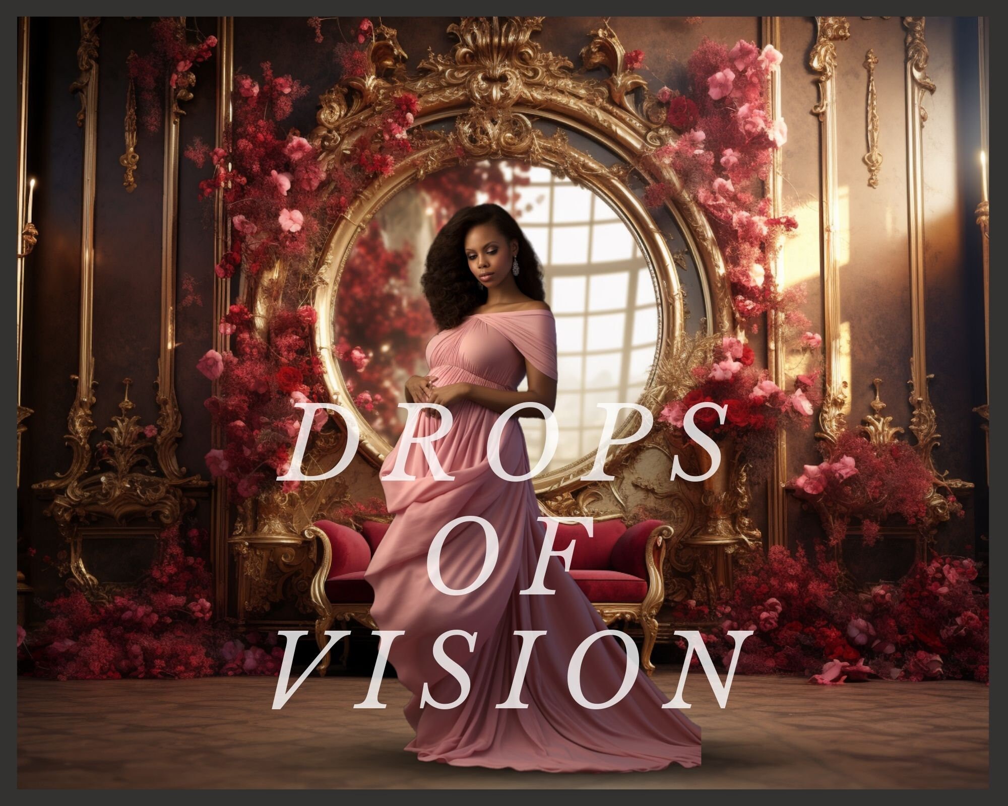 20 Ruby Red Mirror Room & Gold Backdrops, Maternity Overlays ...