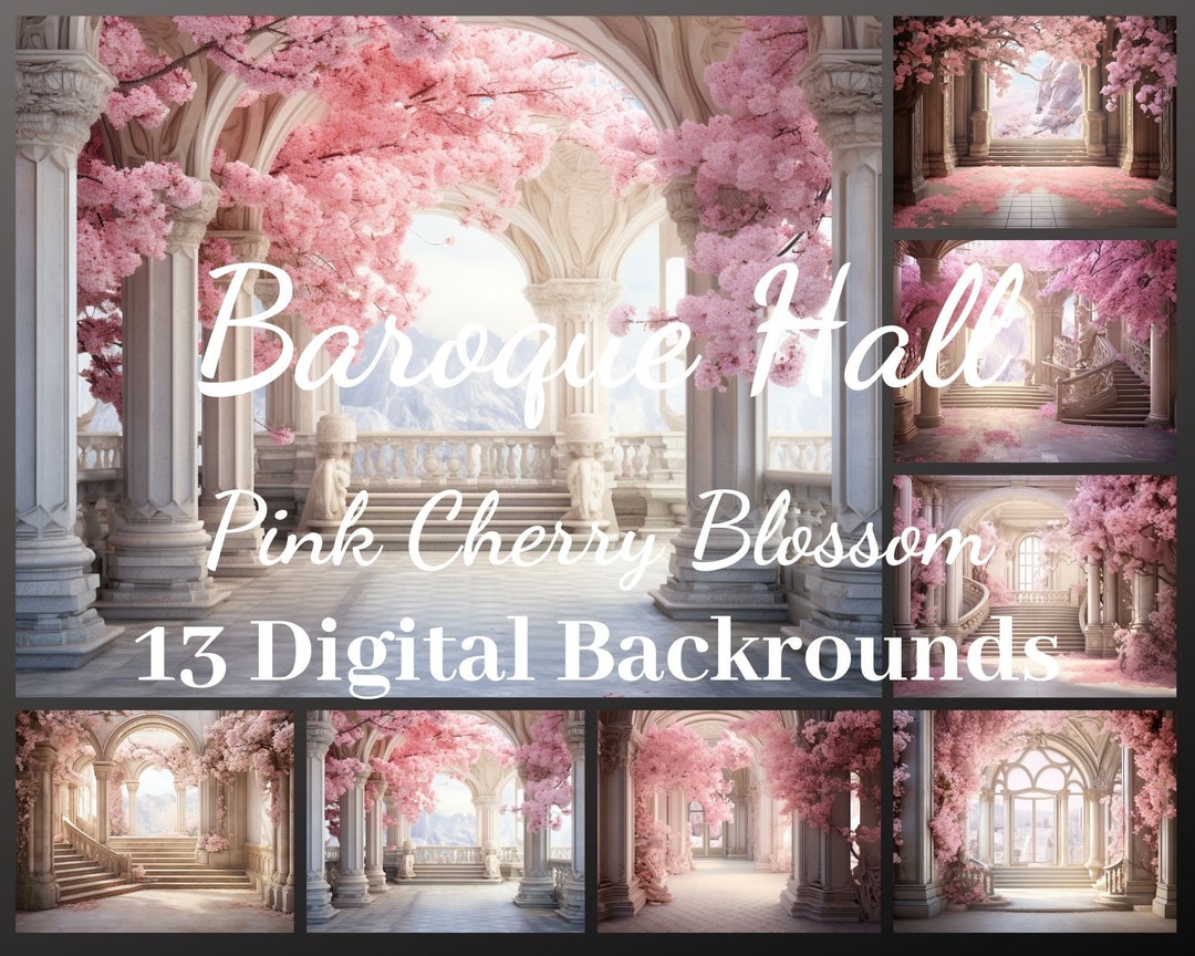 13 Baroque Hallway & Staircase With Pink Cherry Blossoms (|I) Digital ...
