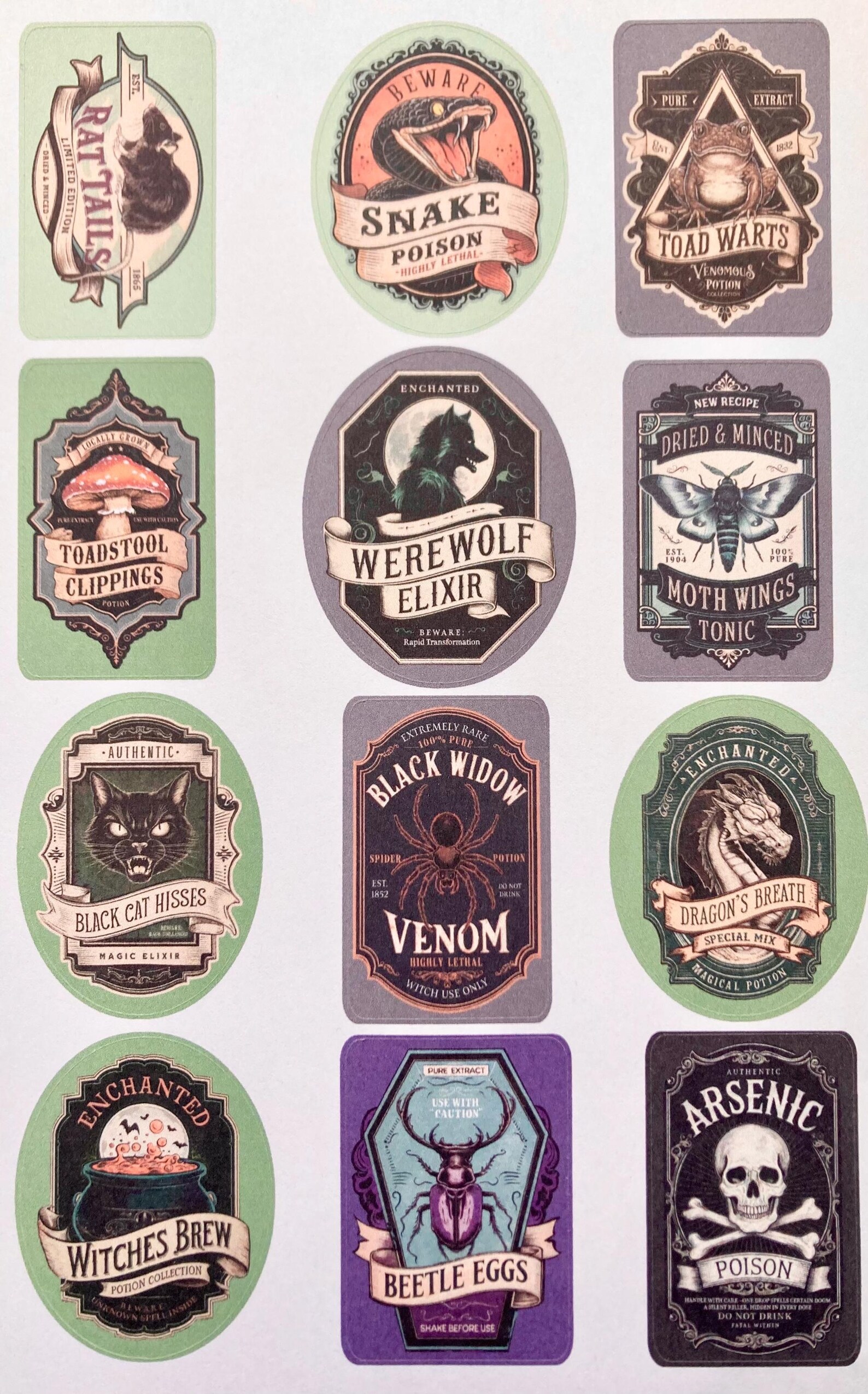 Halloween Potion Bottles Labels Stickers Halloween Apothecary Labels ...