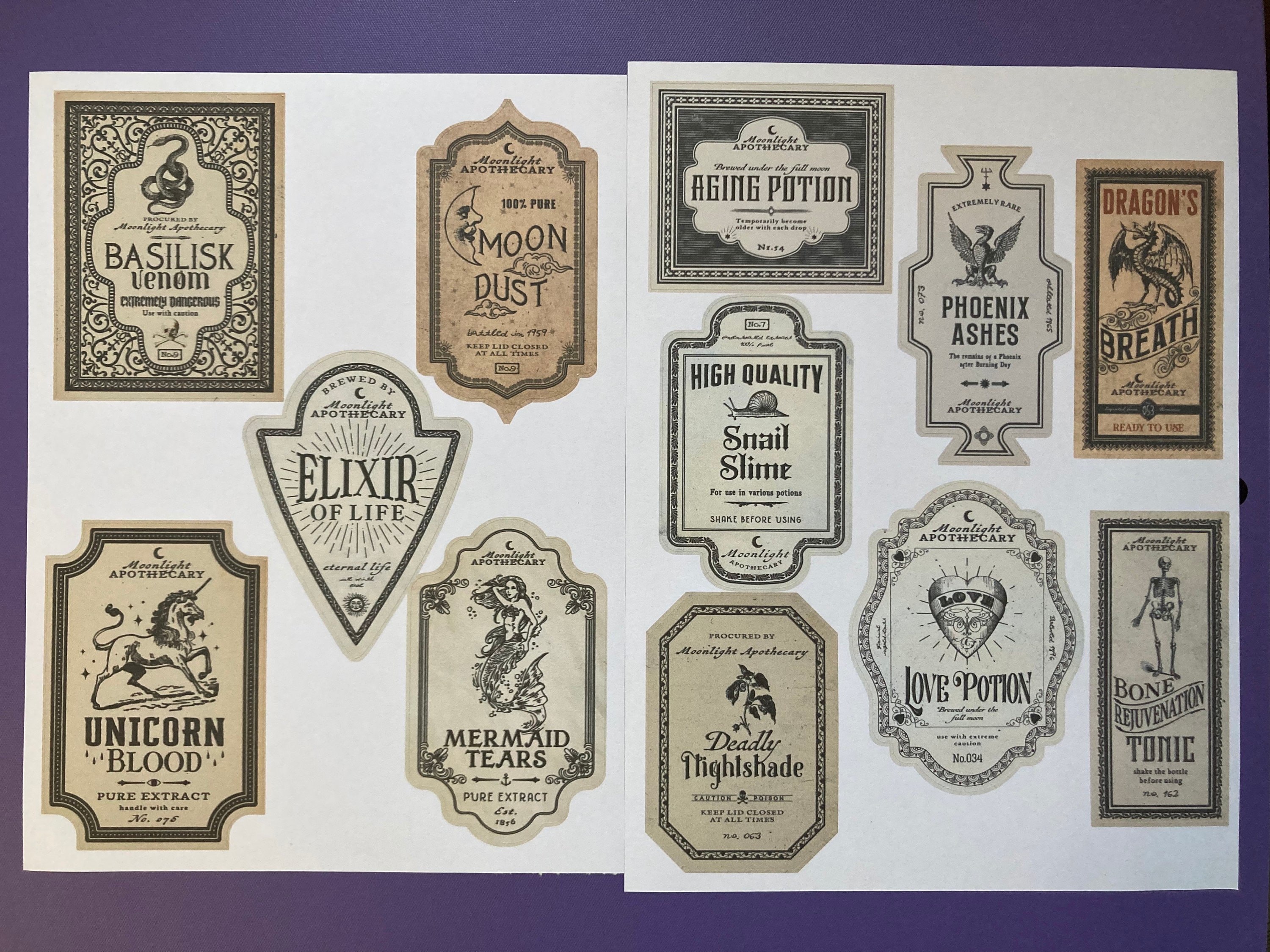 Halloween Potion Bottle Labels: Gothic Apothecary Stickers - Etsy UK